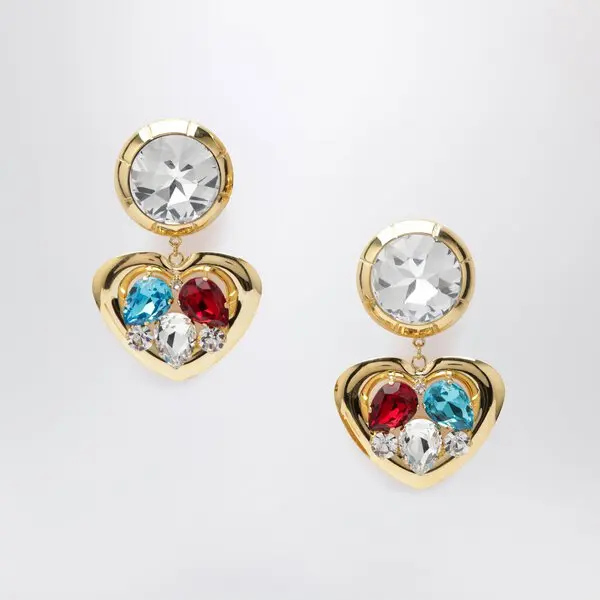 Alessandra Rich Heart Pendant Clip-on Earrings - Multicolor