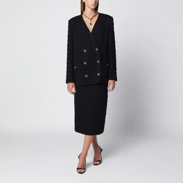 Alessandra Rich Bouclé Tweed Midi Skirt