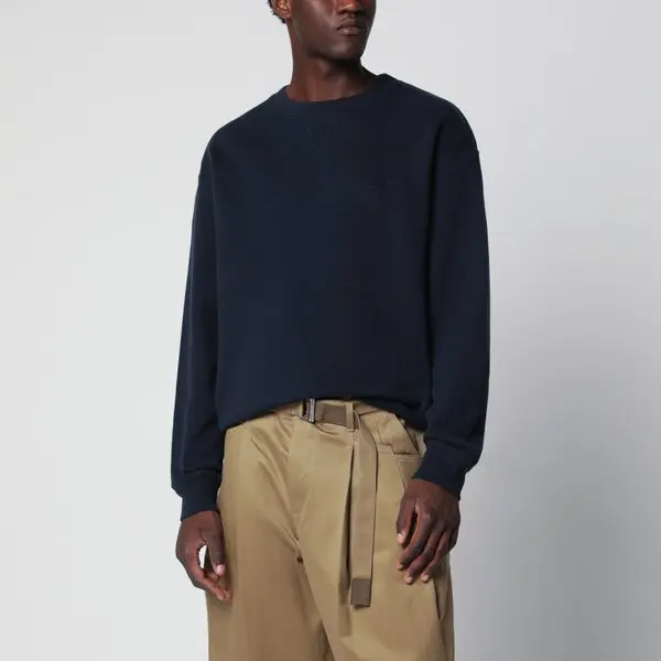 JW Anderson Navy Cotton Sweatshirt With Embroidered Logo - Blue
