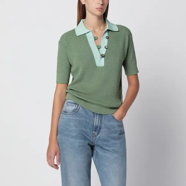 JW Anderson Mint Cotton-blend Waffle-knit Polo Shirt - Green