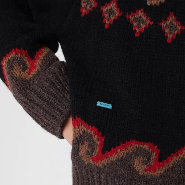 Alanui Black Jacquard Wool Cardigan