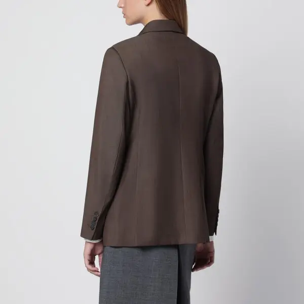 Max Mara Leather Double-breasted Wool Jacket