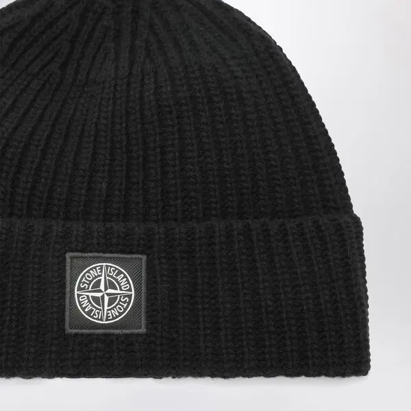 Stone Island Wool Beanie With Compass Patch