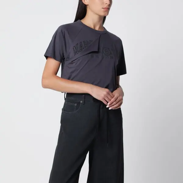 MAISON MARGIELA Midnight Cotton Jersey T-shirt With Distressed Detail - Blue