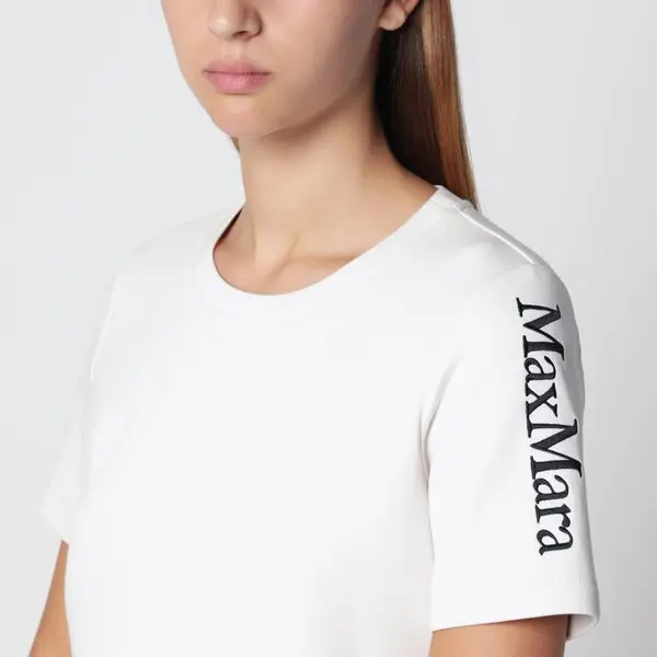 Max Mara Embroidered Logo Cotton-blend T-shirt - Beige