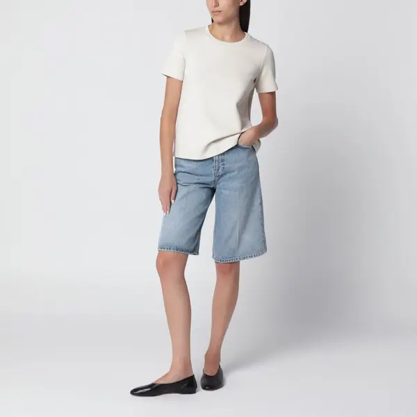 Max Mara Cotton-blend T-shirt With Embroidered Logo Detail - Beige
