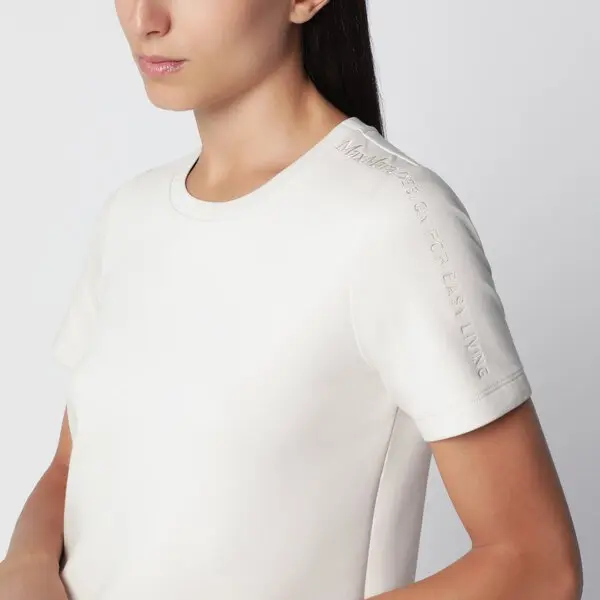 Max Mara Cotton-blend T-shirt With Embroidered Logo Detail - Beige