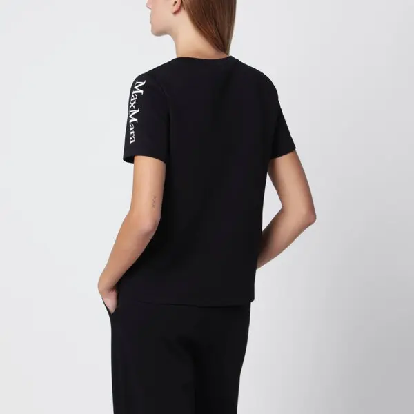 Max Mara Cotton-blend T-shirt With Embroidered Logo Detail - Black