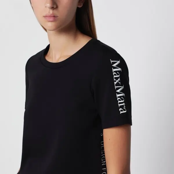 Max Mara Cotton-blend T-shirt With Embroidered Logo Detail - Black