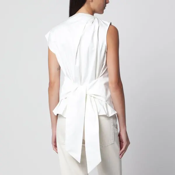 JW Anderson Ivory Cotton Top With Self-tie Back Strap