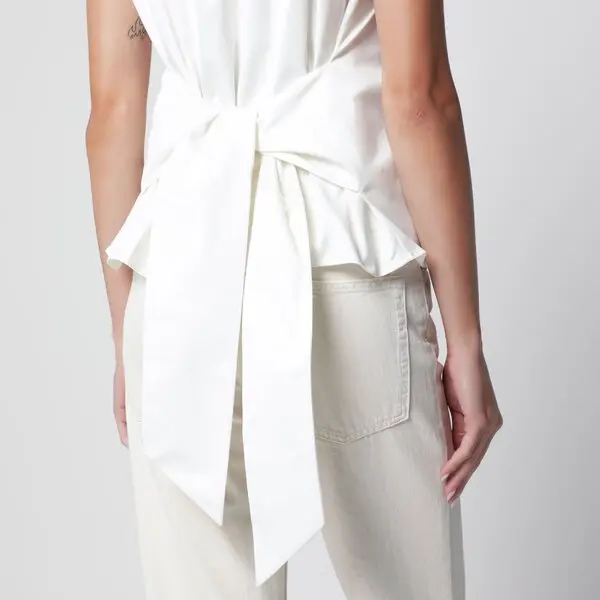 JW Anderson Ivory Cotton Top With Self-tie Back Strap
