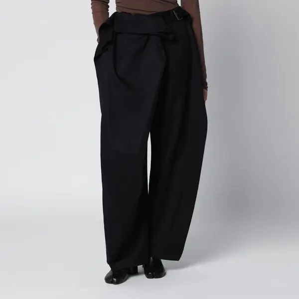 JW Anderson Trousers With Turned-up Waist In Wool - Black