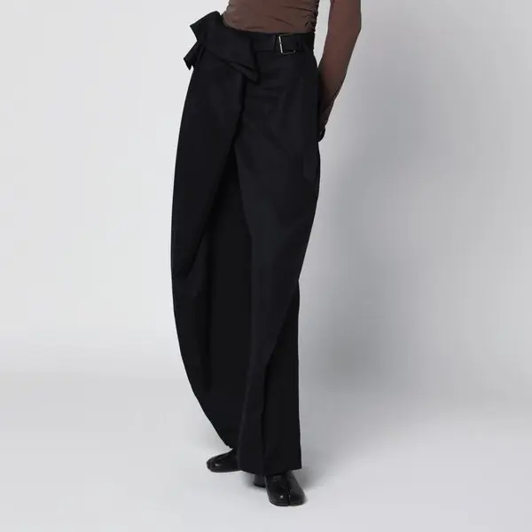 JW Anderson Wool Trousers With Turned-up Waist - Black