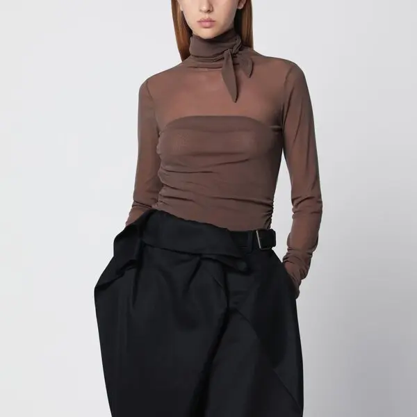 LEMAIRE Cocoa Ballerina Jersey Top With Scarf - Brown