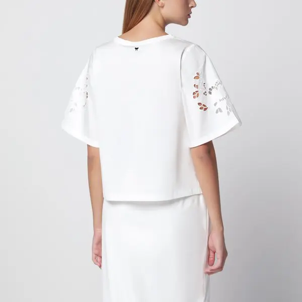 Max Mara Cotton T-shirt With Openwork Embroidery