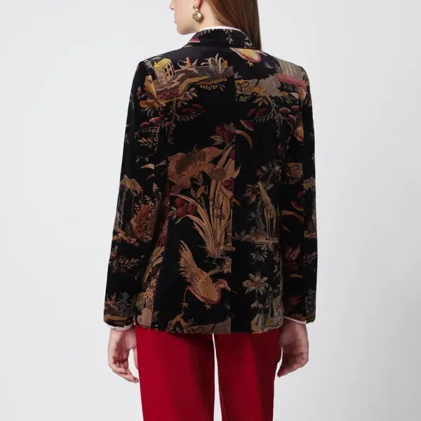 Etro Printed Double-breasted Velvet Jacket
