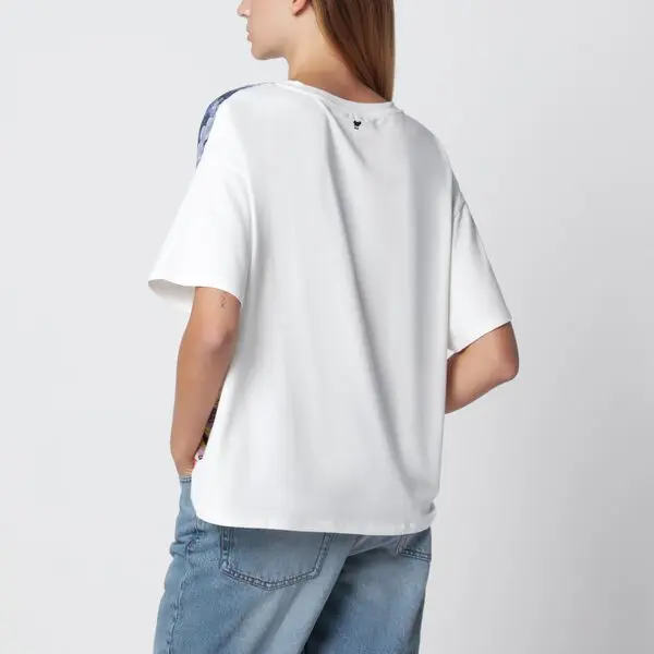 Max Mara T-shirt In Printed Silk And Stretch Cotton Jersey