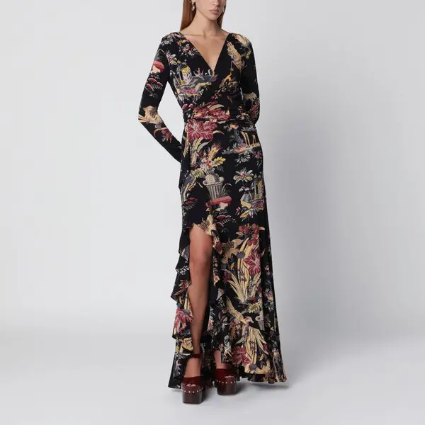 Etro Printed Wrap Jersey Maxi Dress