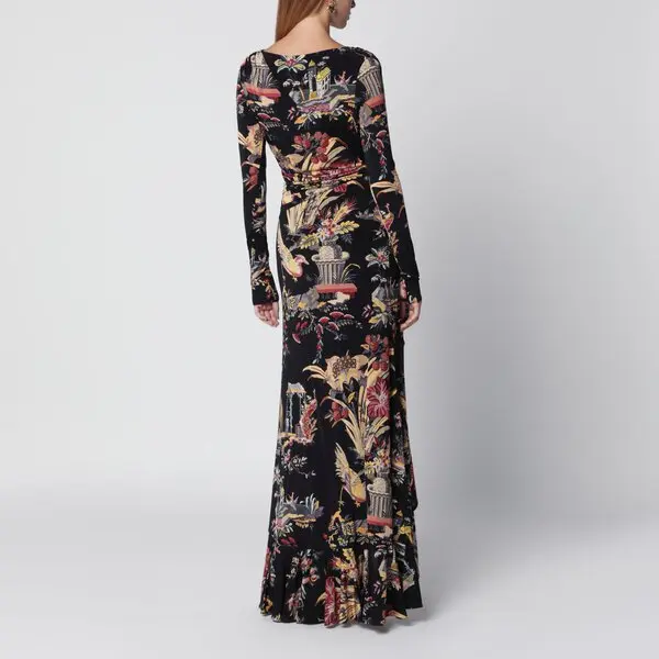Etro Printed Wrap Jersey Maxi Dress