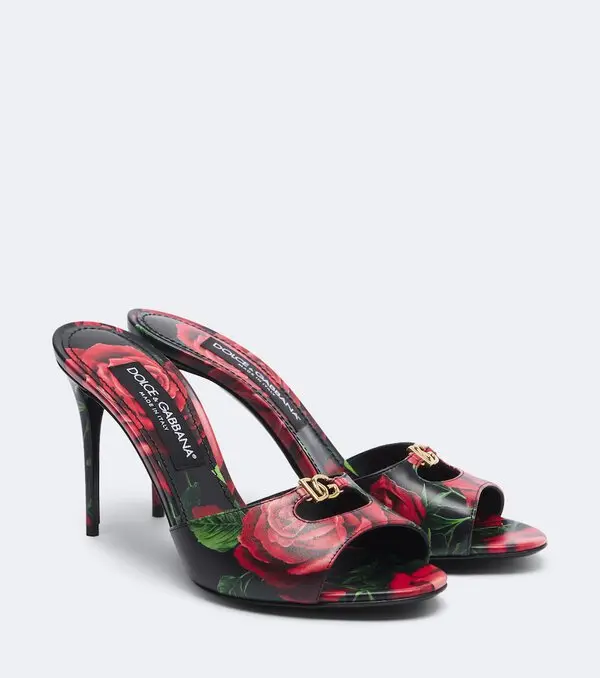Dolce & Gabbana Dg Floral Leather Mules