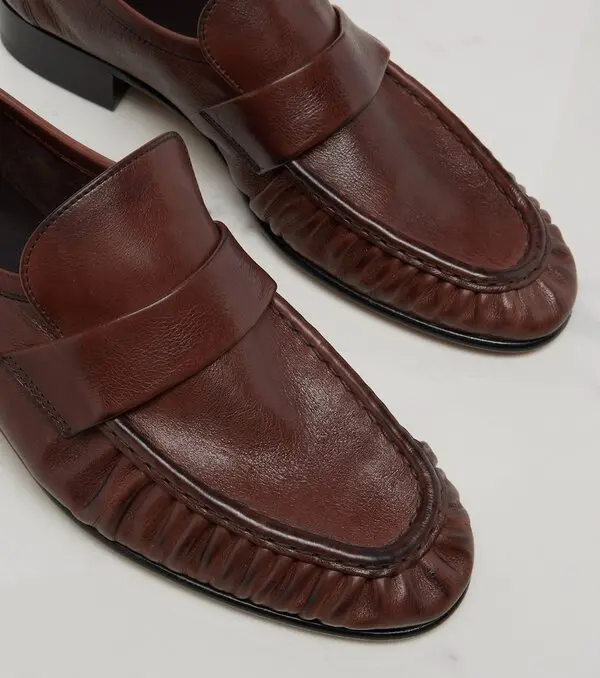 THE ROW Soft Ruched Leather Loafers