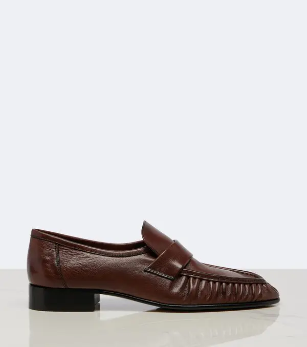 THE ROW Soft Ruched Leather Loafers