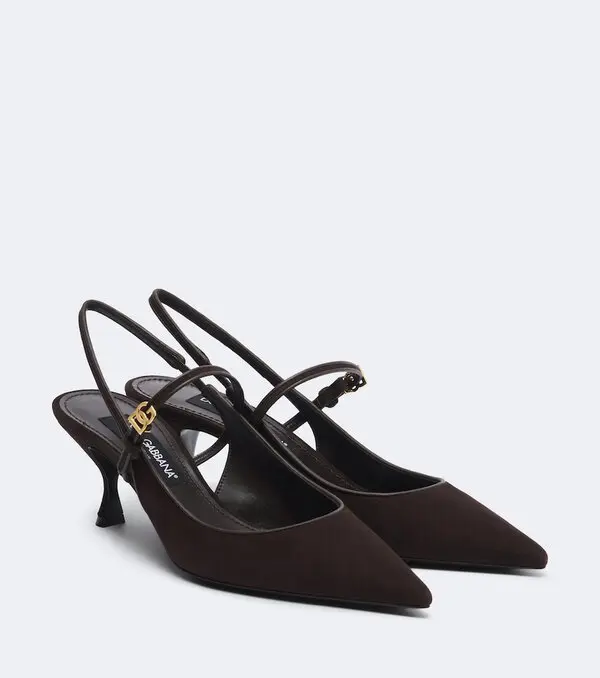 Dolce & Gabbana Dg Suede Slingback Pumps - Brown