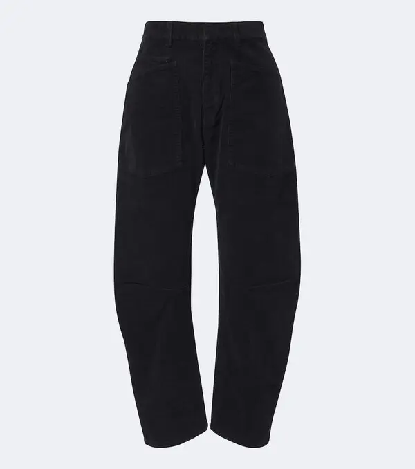 NILI LOTAN Shon Cotton-blend Corduroy Barrel-leg Jeans - Black