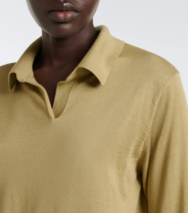 THE ROW Pauli Wool And Silk Polo Sweater - Green