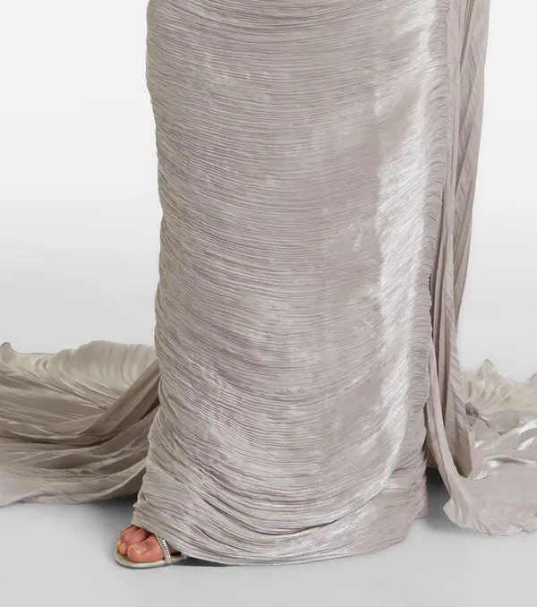 MARMAR HALIM Off-shoulder Pleated Bustier Gown