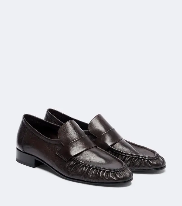 THE ROW Soft Ruched Leather Loafers
