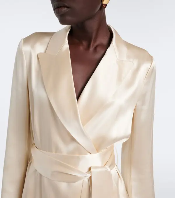 JOSEPH Archer Belted Silk Satin Jacket