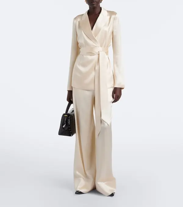JOSEPH Archer Belted Silk Satin Jacket