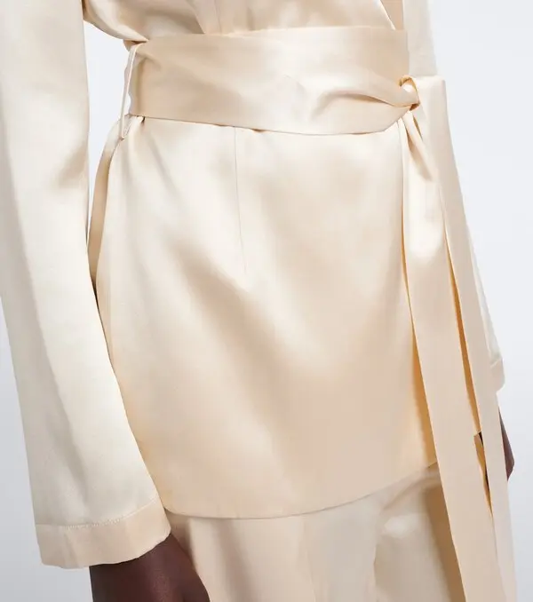 JOSEPH Archer Belted Silk Satin Jacket