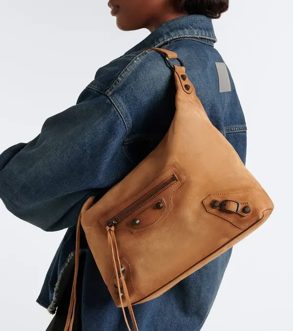 Balenciaga Le City Small Suede Shoulder Bag