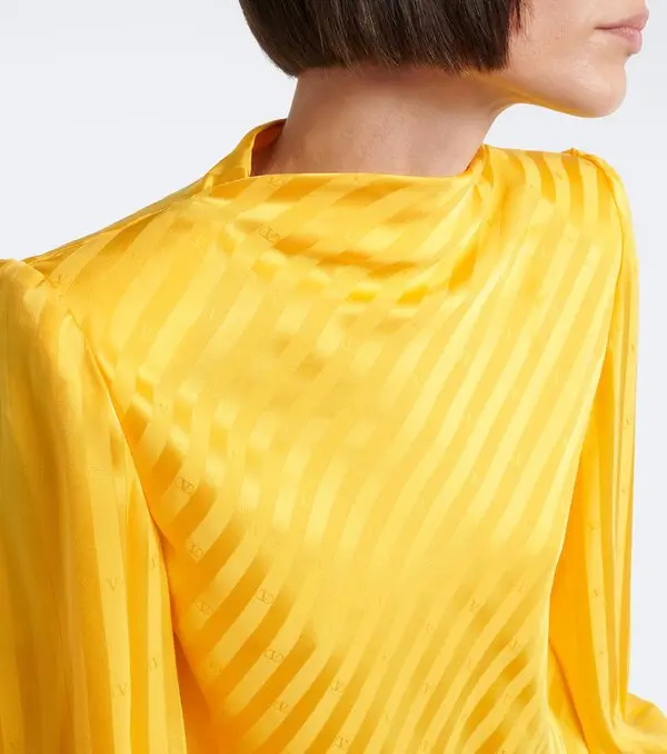 Valentino Garavani Vlogo Striped Silk Jacquard Blouse