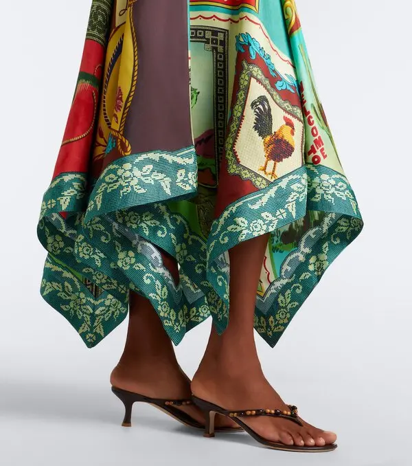 ALEMAIS Ace Cutout Printed Silk Midi Dress