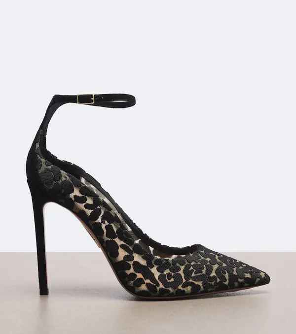 AQUAZZURA Panthera Leopard-print Mesh Pumps