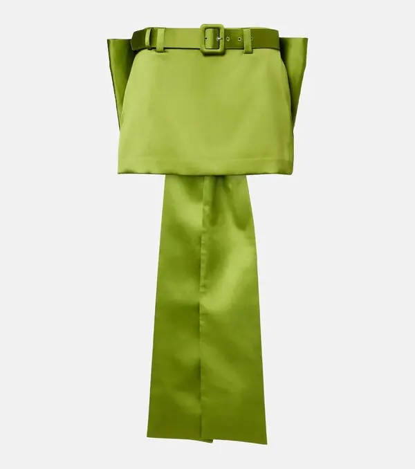SELF-PORTRAIT Belted Bow-detail Satin Miniskirt