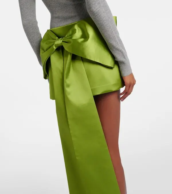 SELF-PORTRAIT Belted Bow-detail Satin Miniskirt