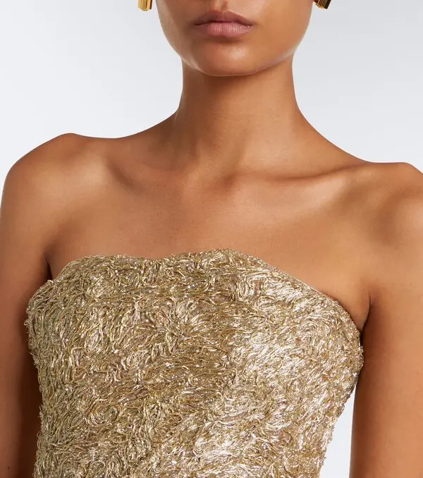 MARMAR HALIM Embroidered Pleated Tulle Gown