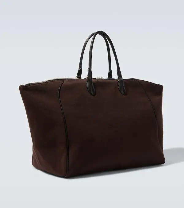 THE ROW Timo Leather-trimmed Canvas Tote Bag