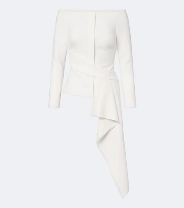 Roland Mouret Asymmetric Off-shoulder Crepe Jacket