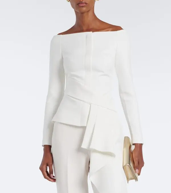 Roland Mouret Asymmetric Off-shoulder Crepe Jacket