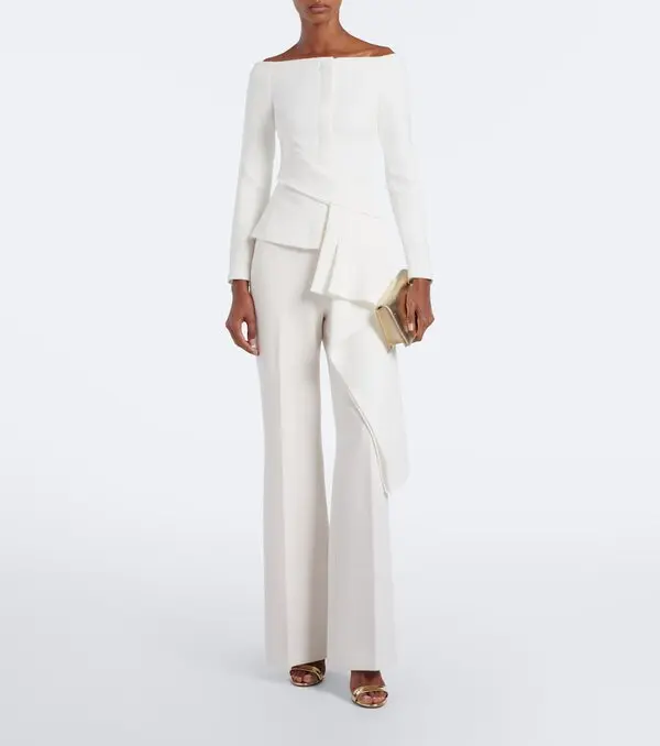 Roland Mouret Asymmetric Off-shoulder Crepe Jacket