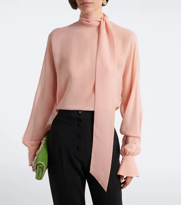 Valentino Garavani Tie-neck Silk Georgette Blouse