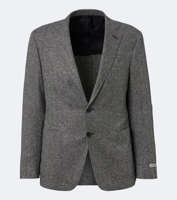 Canali Herringbone Wool And Cashmere Blazer