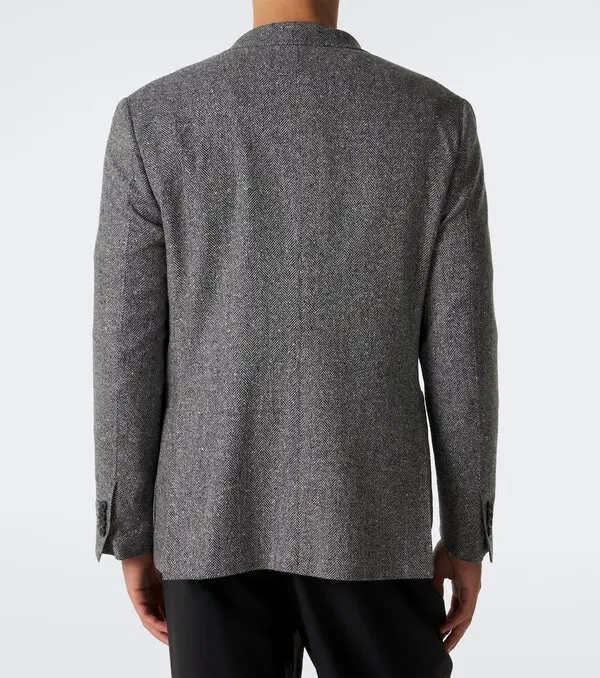 Canali Herringbone Wool And Cashmere Blazer