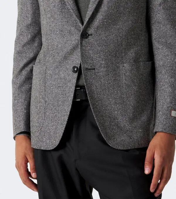 Canali Herringbone Wool And Cashmere Blazer