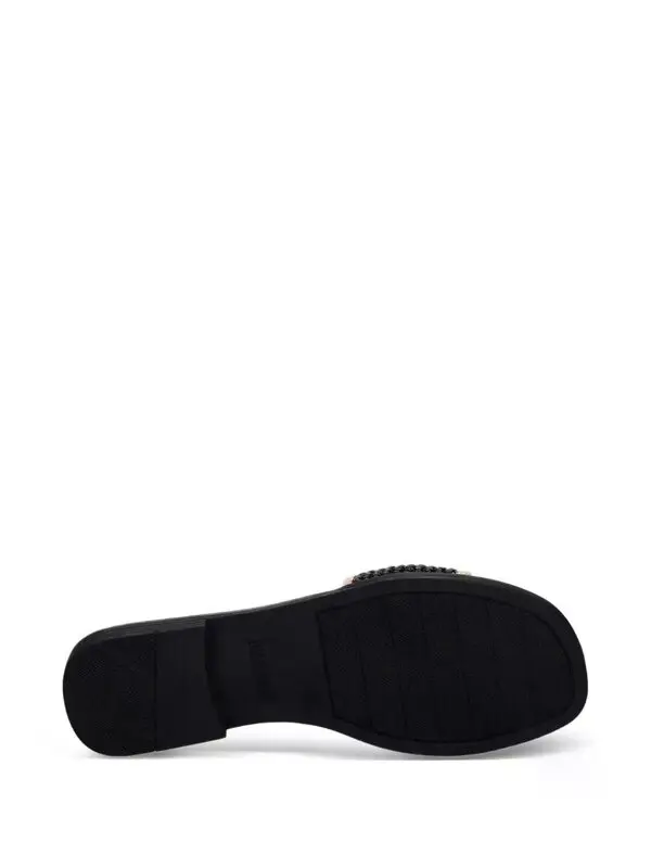 Just Cavalli Logo-embroidered Raffia-effect Flat Sandals - Black